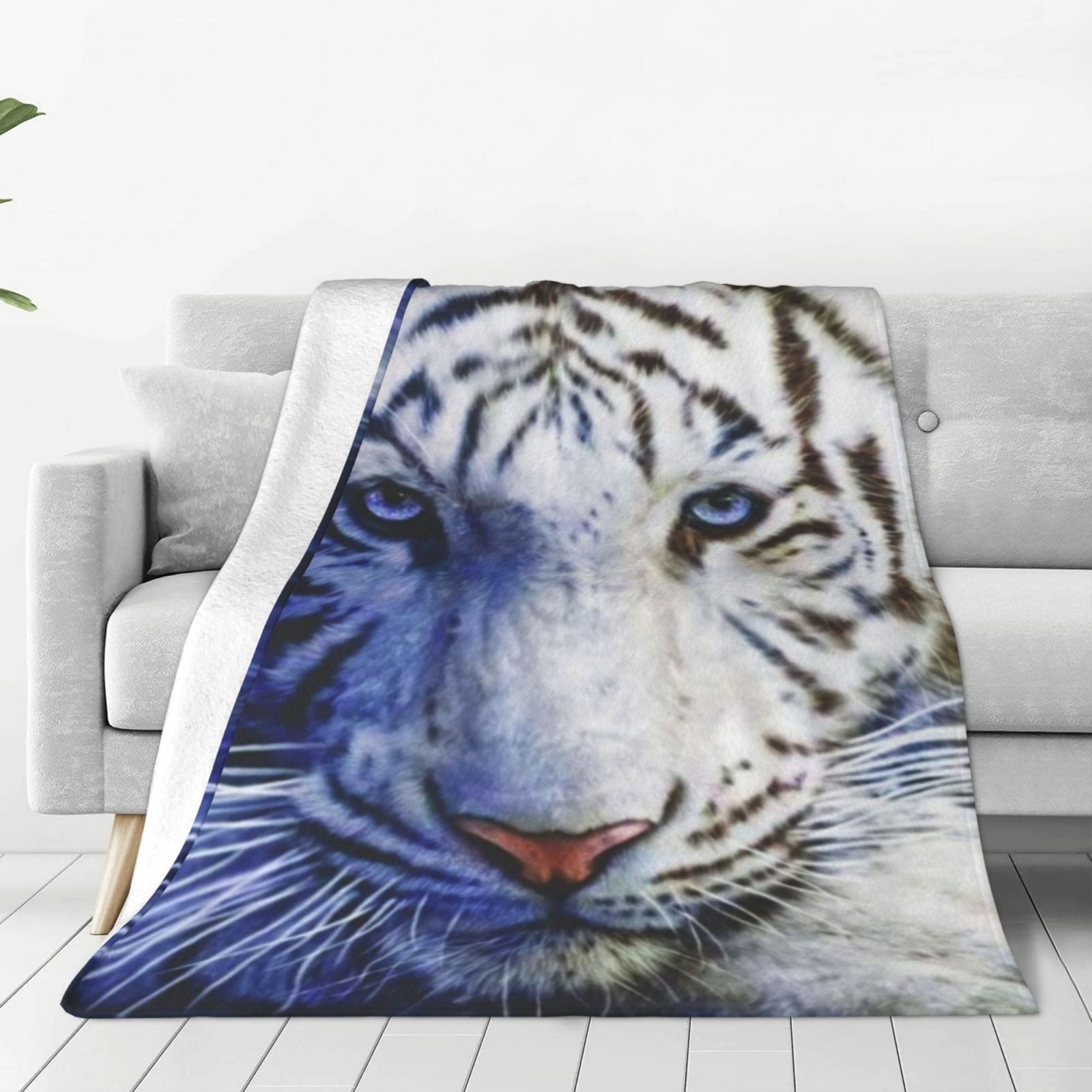 White Siberian Tiger Throw Blanket Super Soft Warm Plush Blankets and ...