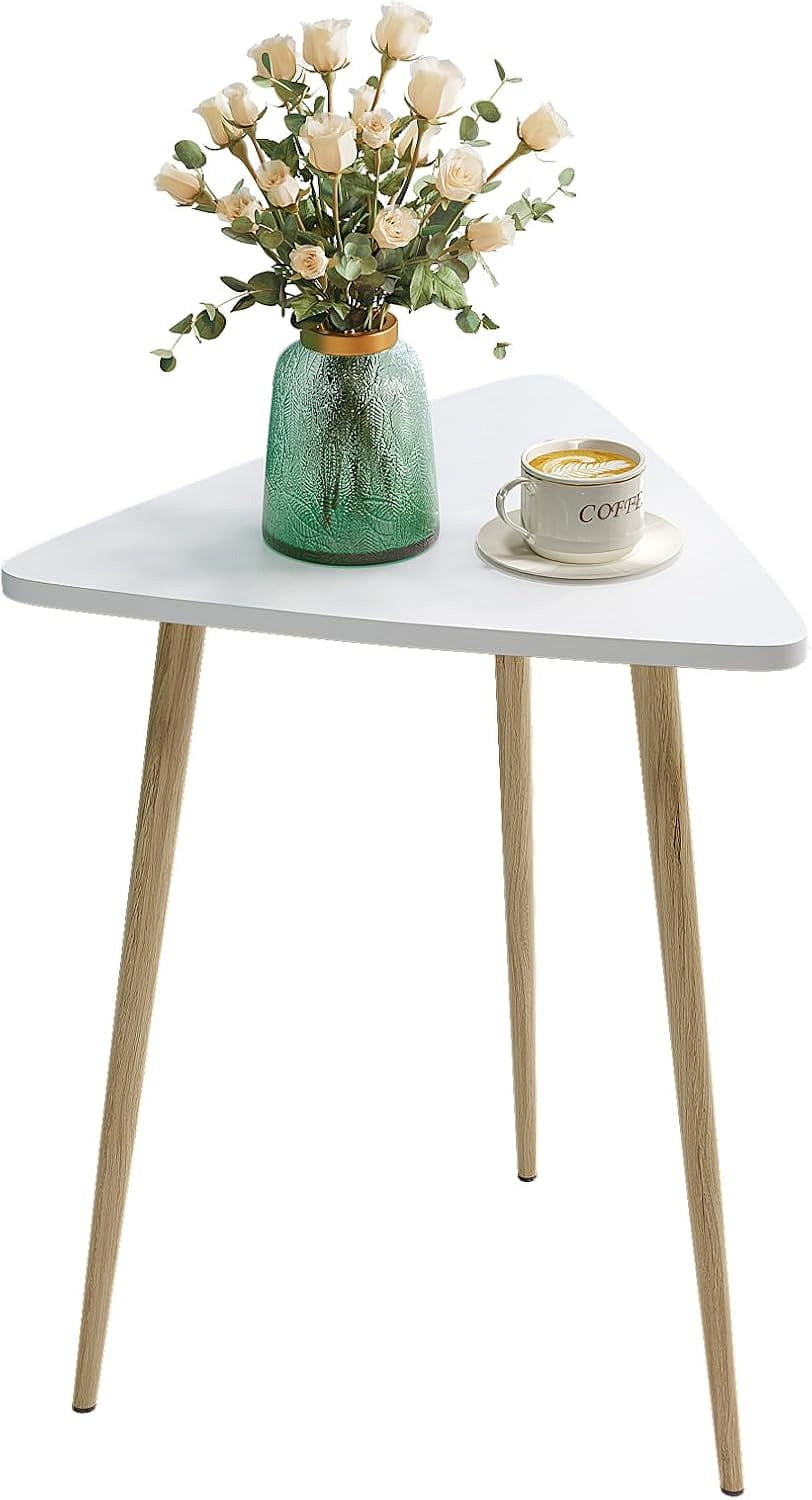 White Side Table Small Triangle End Tables Modern Narrow Sofa Table for Living Room Bedroom ...
