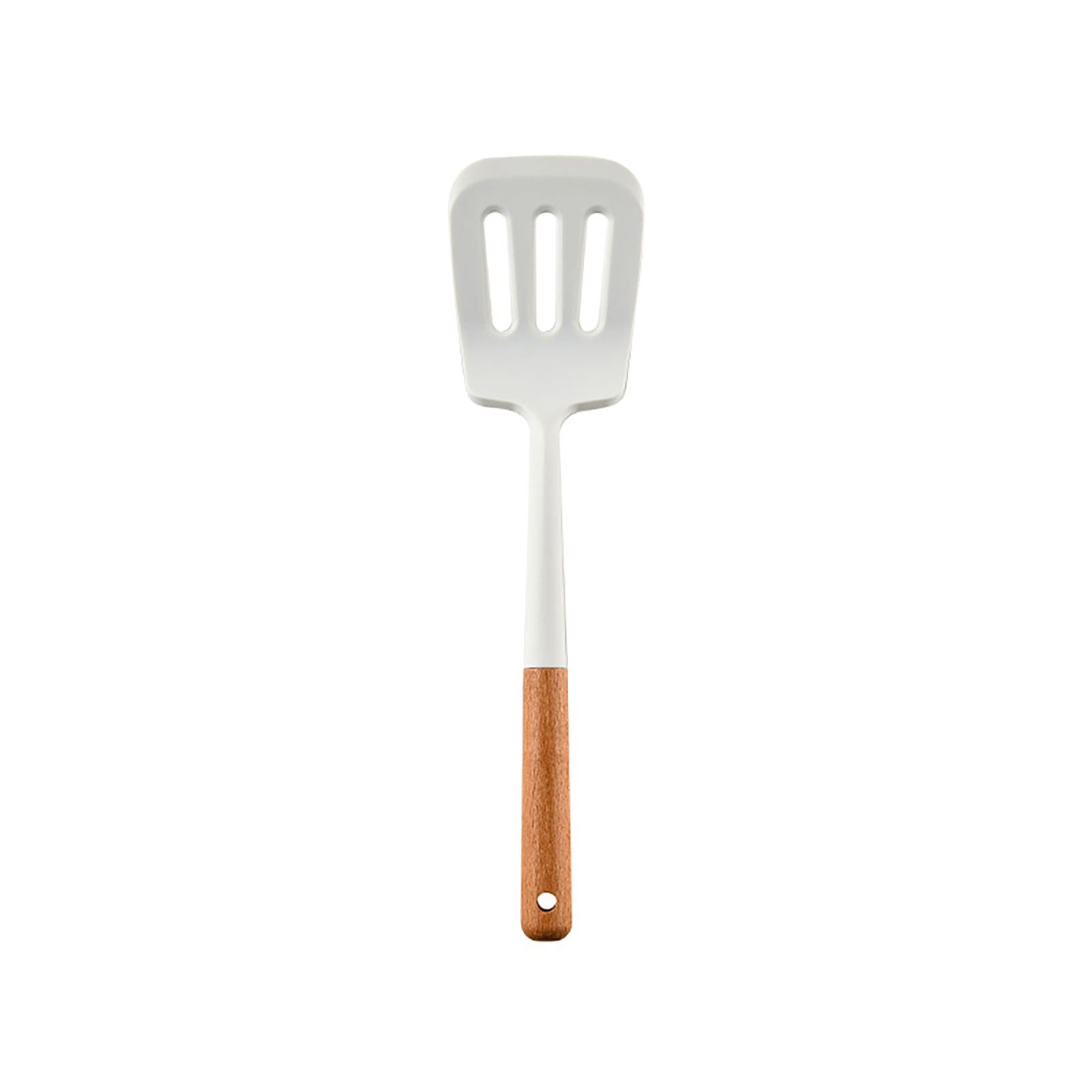 White Silicone Kitchenware Set With Wooden Handle Simple Non Scraping ...