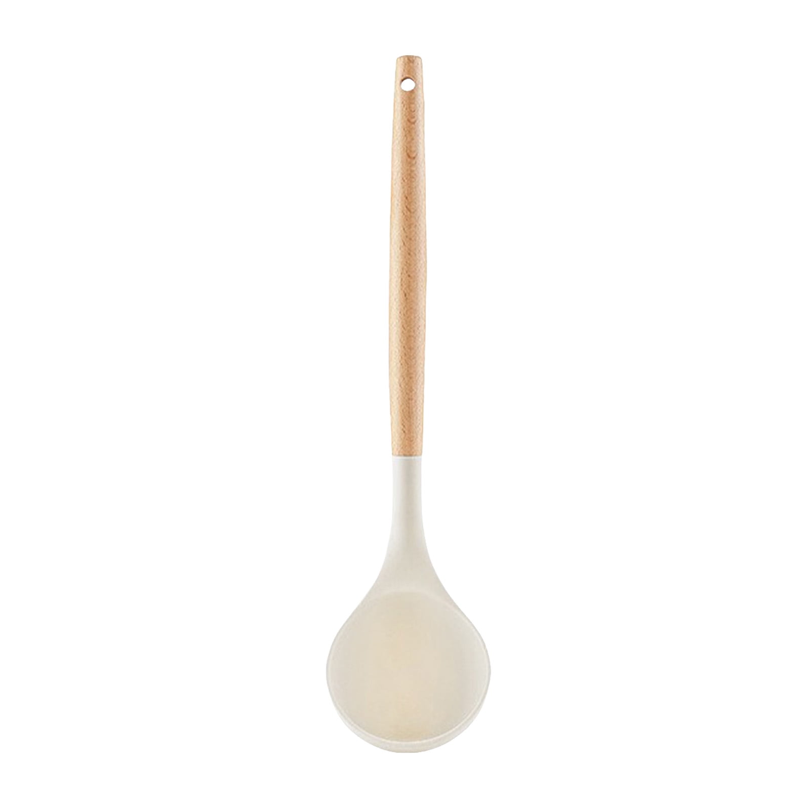 White Silicone Wooden Handle Kitchen Utensils Set Heat Resistant Non ...