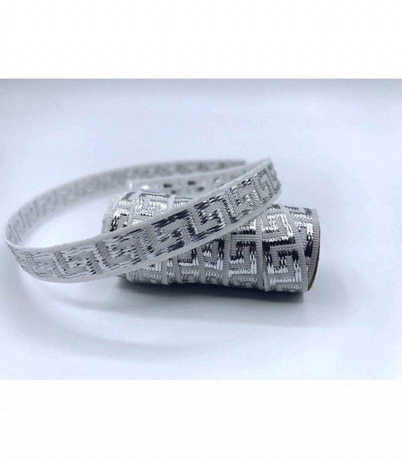 White/Silver 7/16 inch Woven Greek Key Ribbon-15 YARDS - Walmart.com
