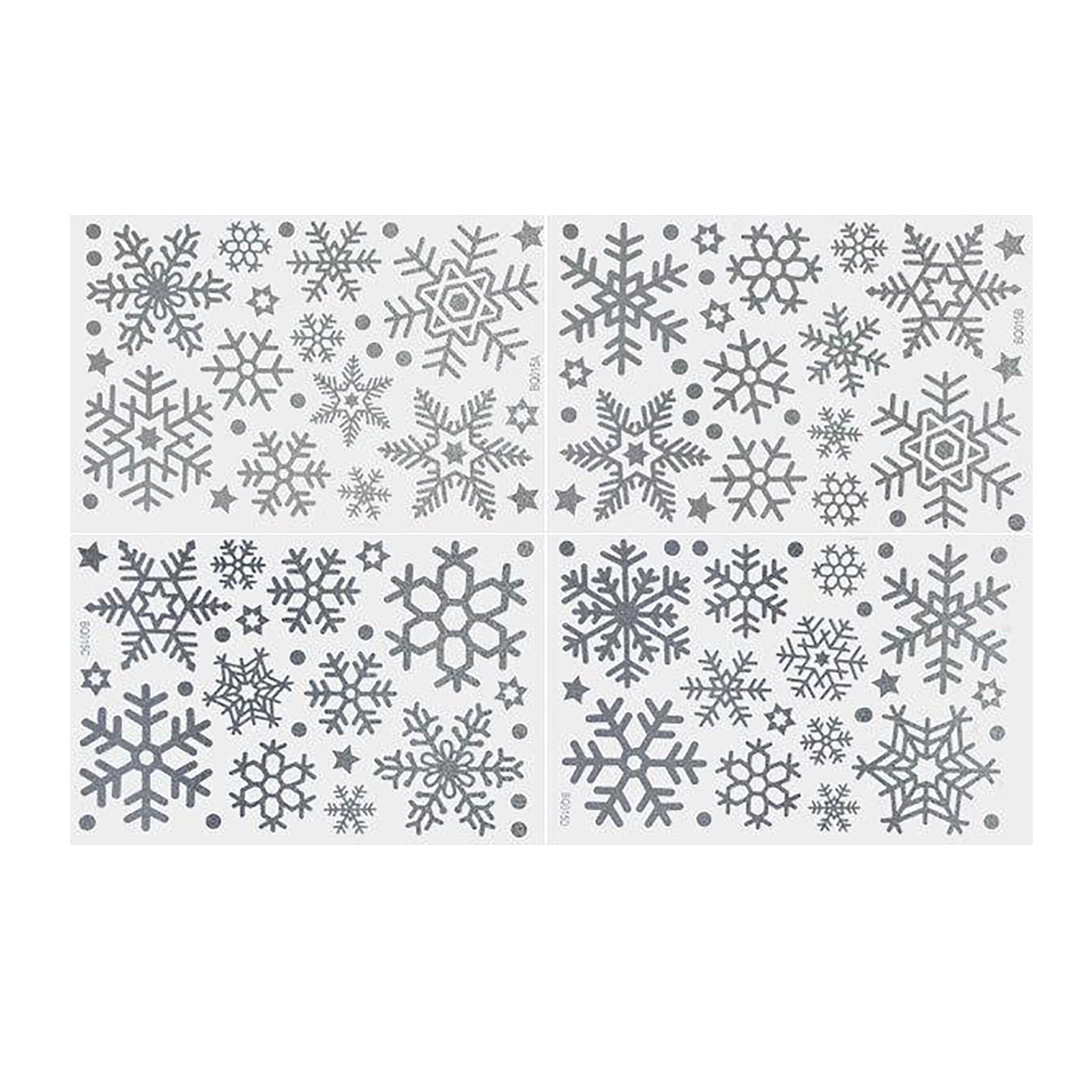 White Silver Gold Snow Window Stickers Christmas Decals Decorate Glass ...