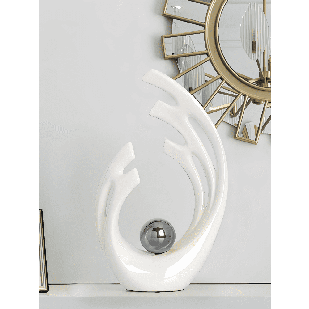 White With Silver Home Decor Items, Mid-Century Modern Decor Table ...