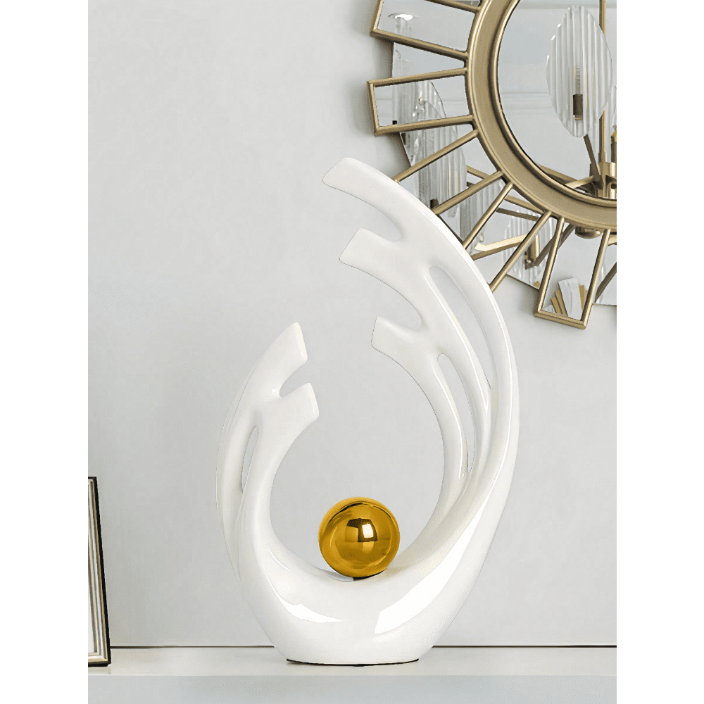 White With Silver Home Decor Items, Mid-Century Modern Decor Table ...