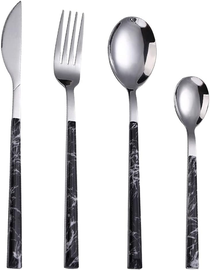 White Silverware Set for 10 Premium Stainless Steel Flatware Cutlery ...