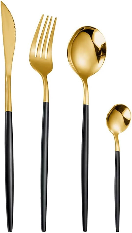 White Silverware Set for 12 Premium Stainless Steel Flatware Set ...