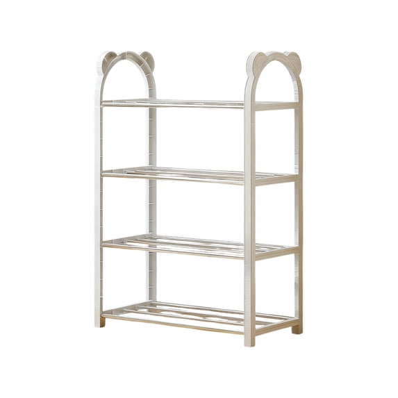 White Simple Quadruple Tier Plastic Shoe Rack For Closet Bedroom ...