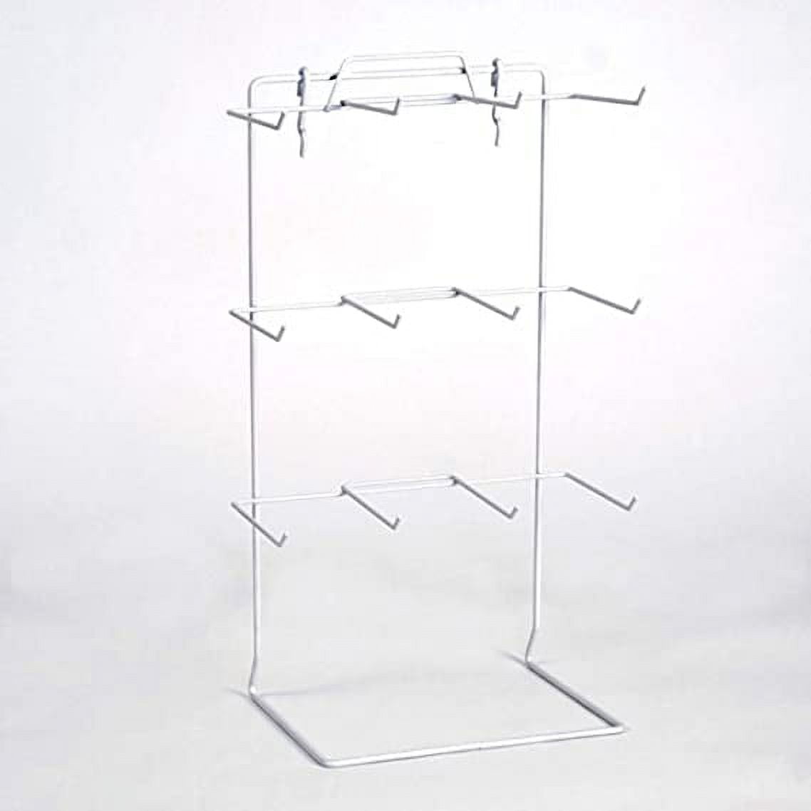 "White Single 12 Peg Hook Counter Top Display Rack (Holds 3"" x 5 ...