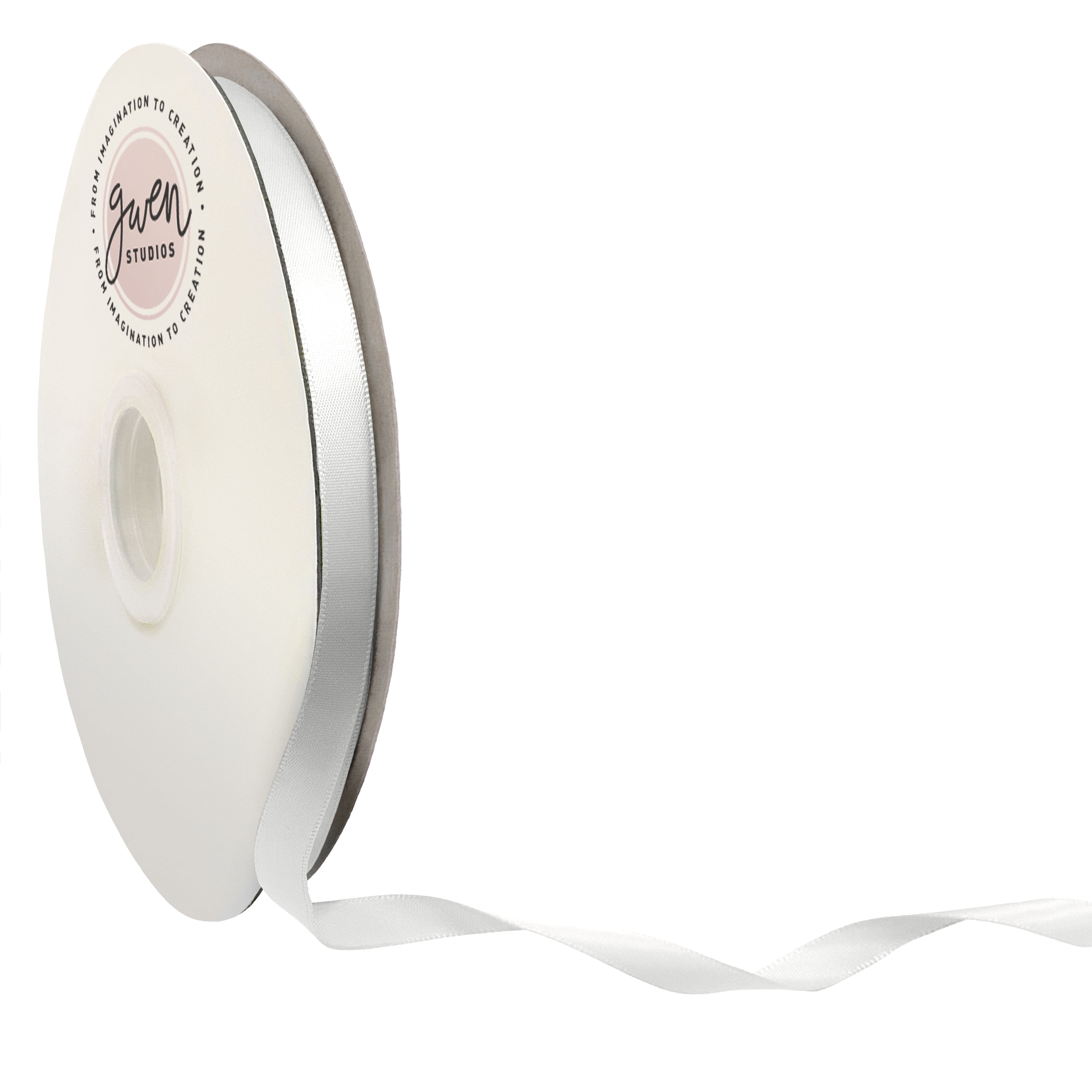 White Single Face Satin Ribbon, 3/8" x 100 Yards by Gwen Studios ...