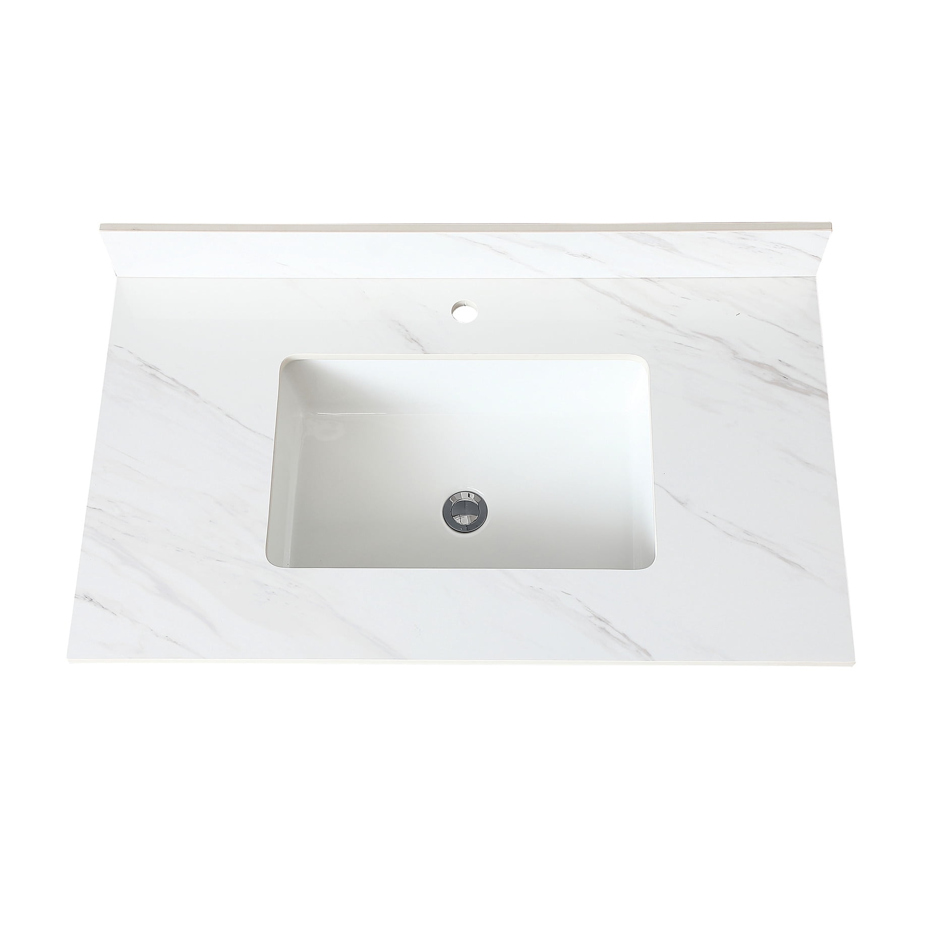 White Sintered Stone Bathroom Vanity Top - 37 Inch With 4" Backsplash ...
