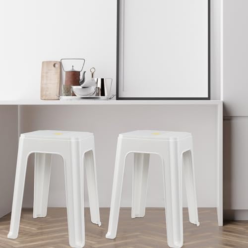 White Sitting Stool, Stacking Stools Chairs for Home, Office ...