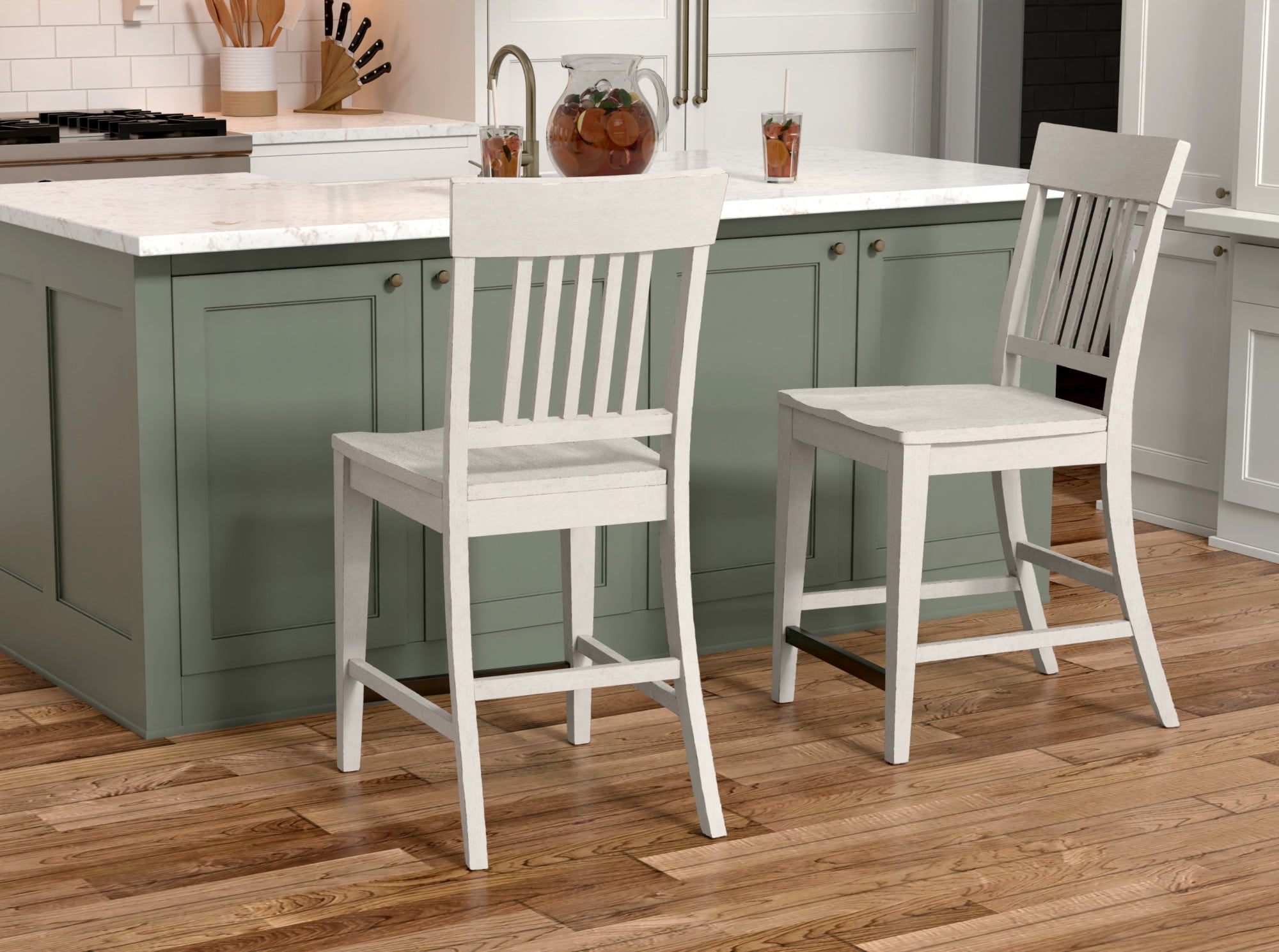 White Slat Back Counter Stools, Set of 2 - Walmart.com