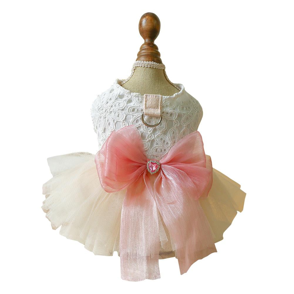 White Small Dog Wedding Dress with D Bow Knot Puppy Clothes E4F5 ...
