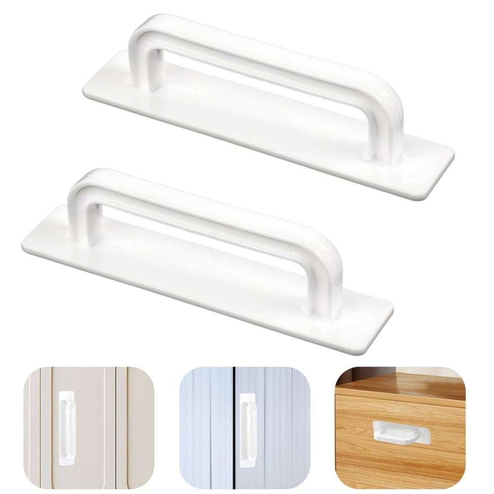 White Small Drawer Handles Self Adhesive Topboutique 2 Pack Flat ...