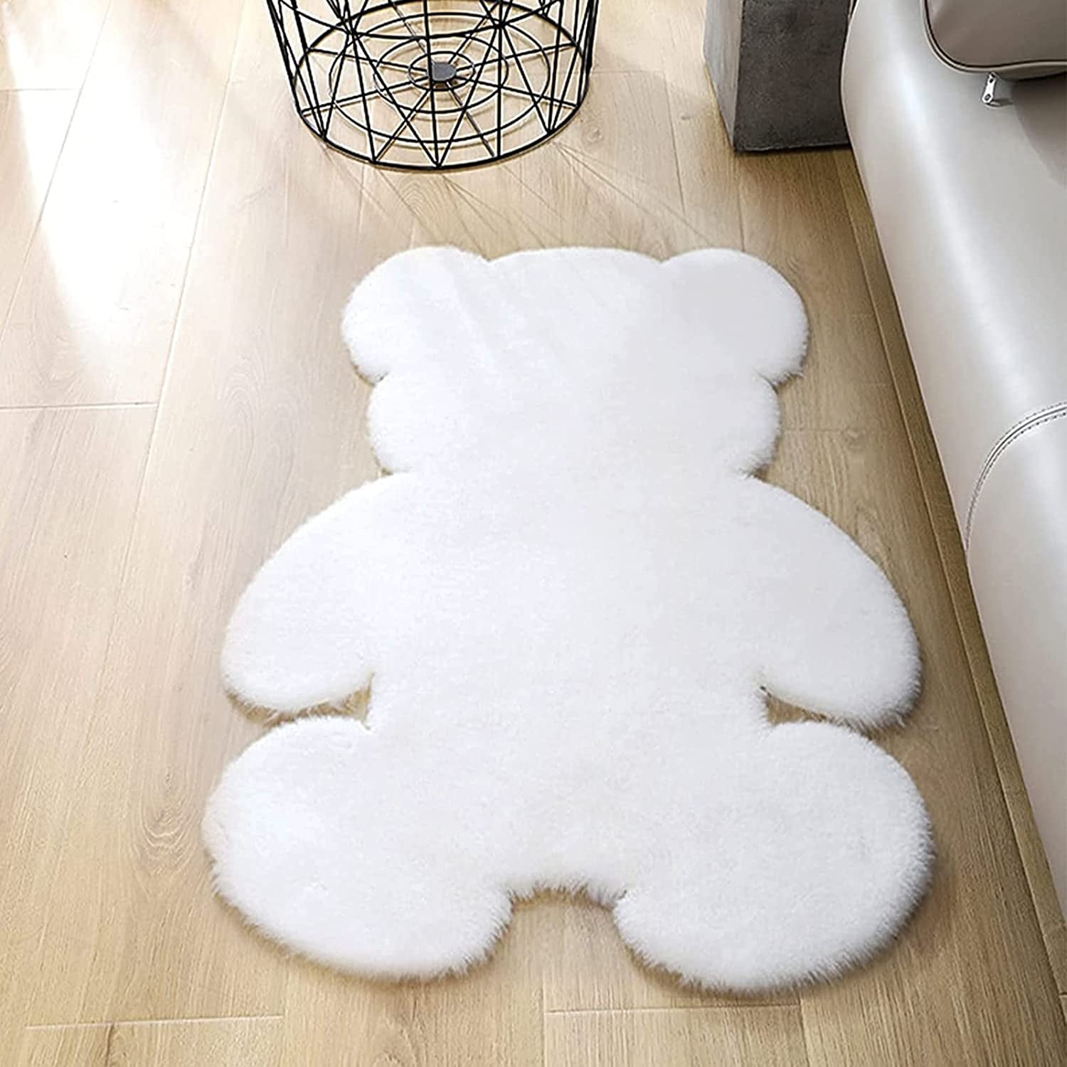 White Small Shag Rug, Bear Shaped Plush Rugs, Fuzzy Shaggy Area Rug ...
