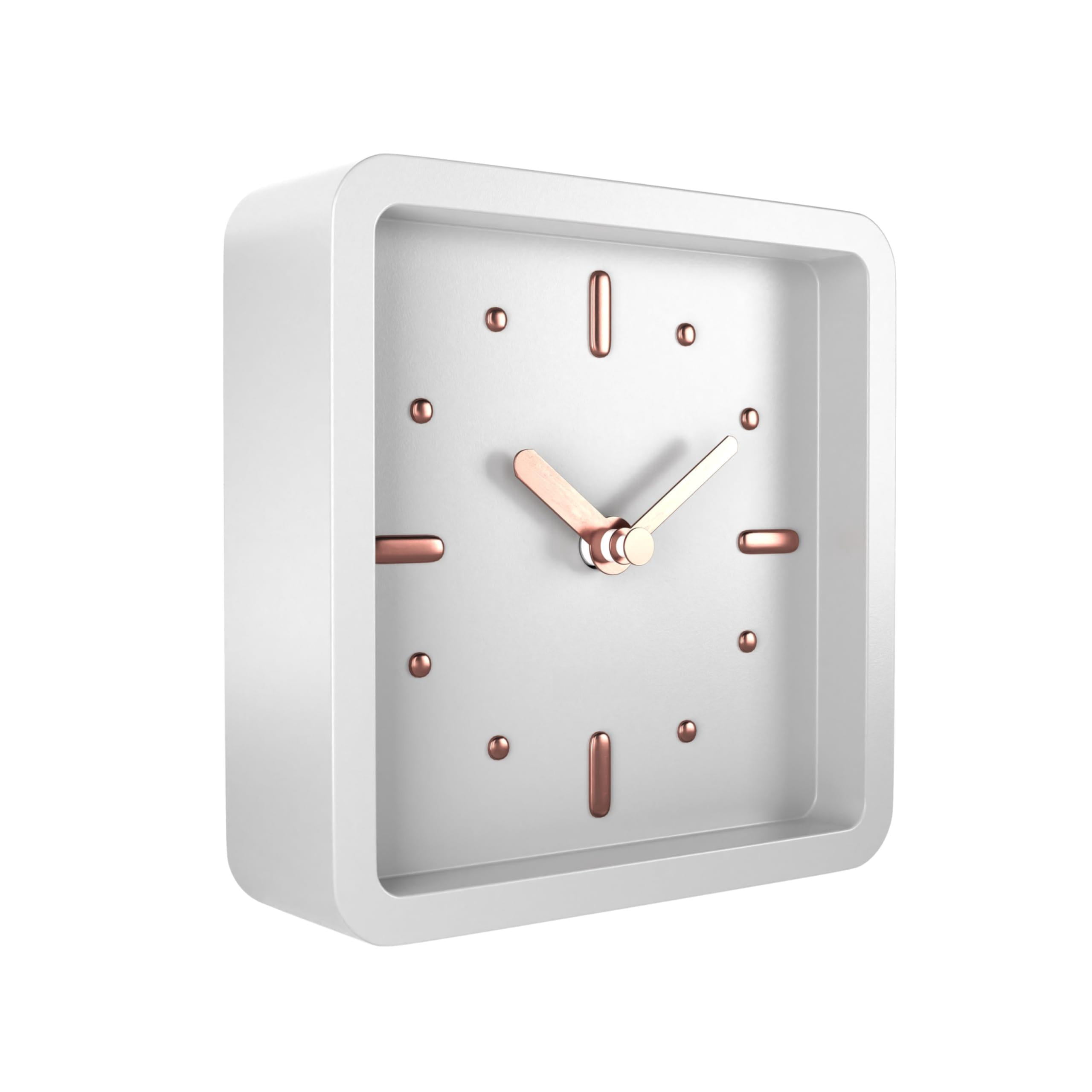 White Small Tabletop Clock Mid Century Modern for Office Mantle ...