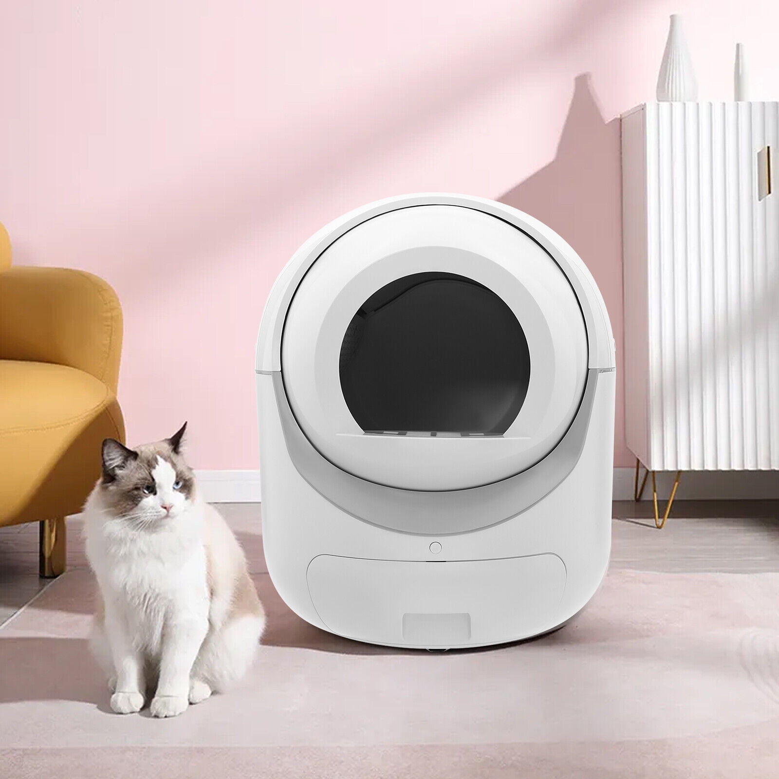 White Smart Cat Litter Box APP Automatic Self-Cleaning Litter BOX Snap ...