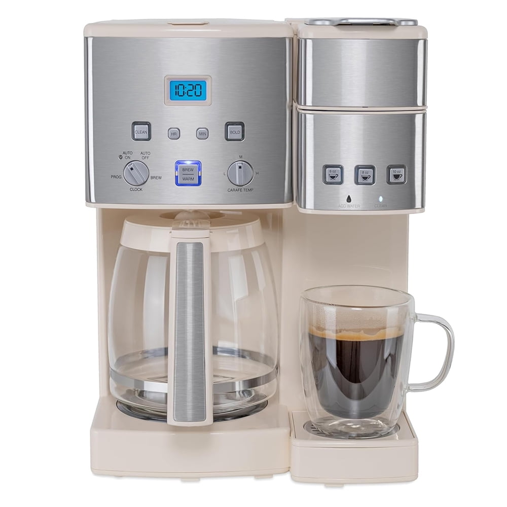 White Smart Coffee Machine, Single Serve + 12 Cup Coffee Maker with Led ...