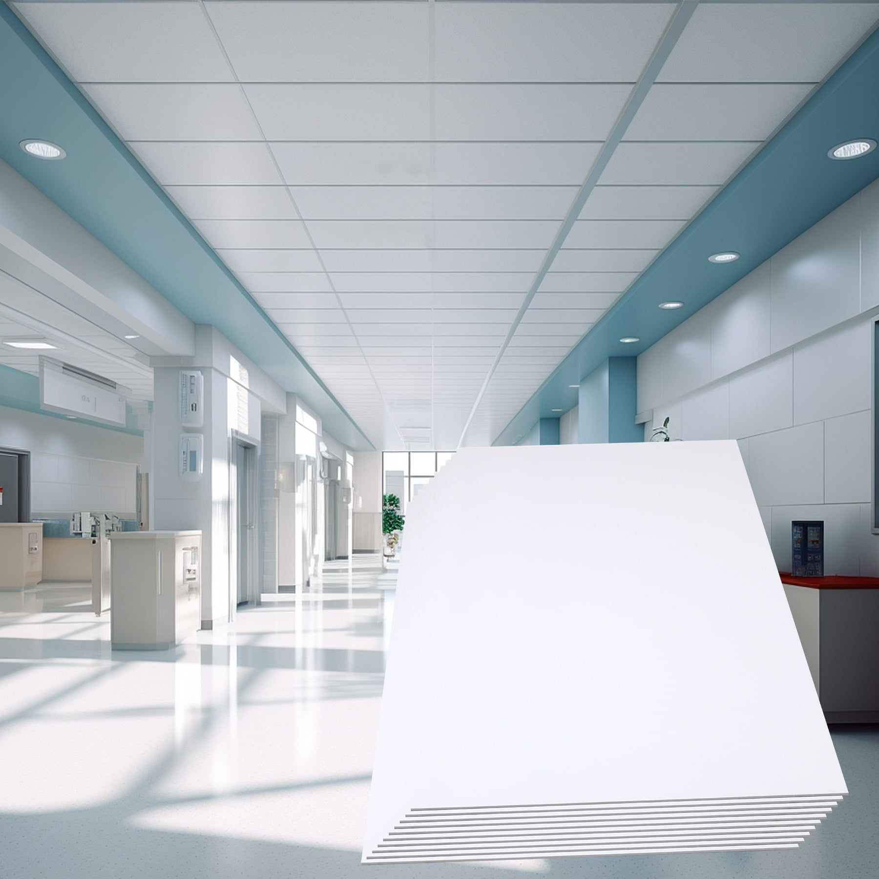 White Smooth Drop Ceiling Tiles, Easy Drop-in Installation PVC Panels ...