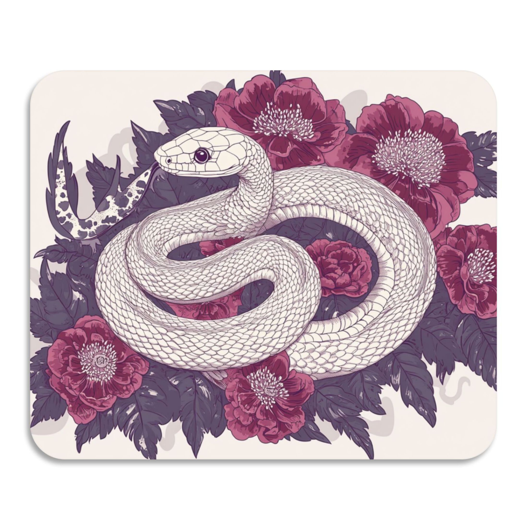 White Snake Coiled on Flowers Diatomite Dish Drying Mat Drain Pad for ...