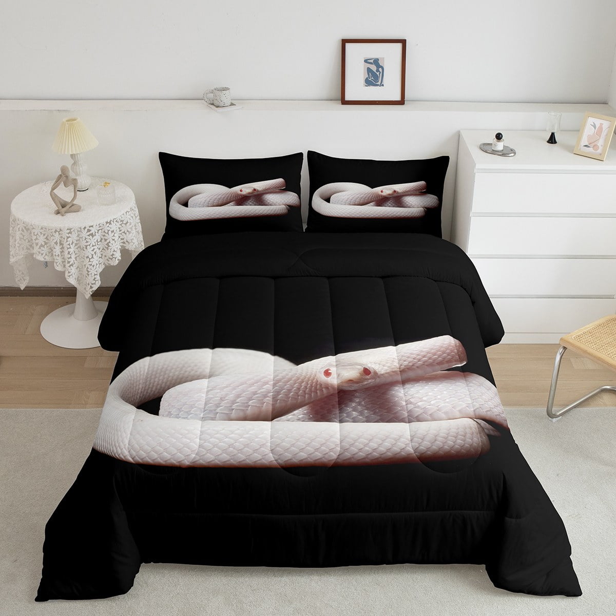 White Snake Comforter Set, Dragon Reptile Bedding,African Safari ...