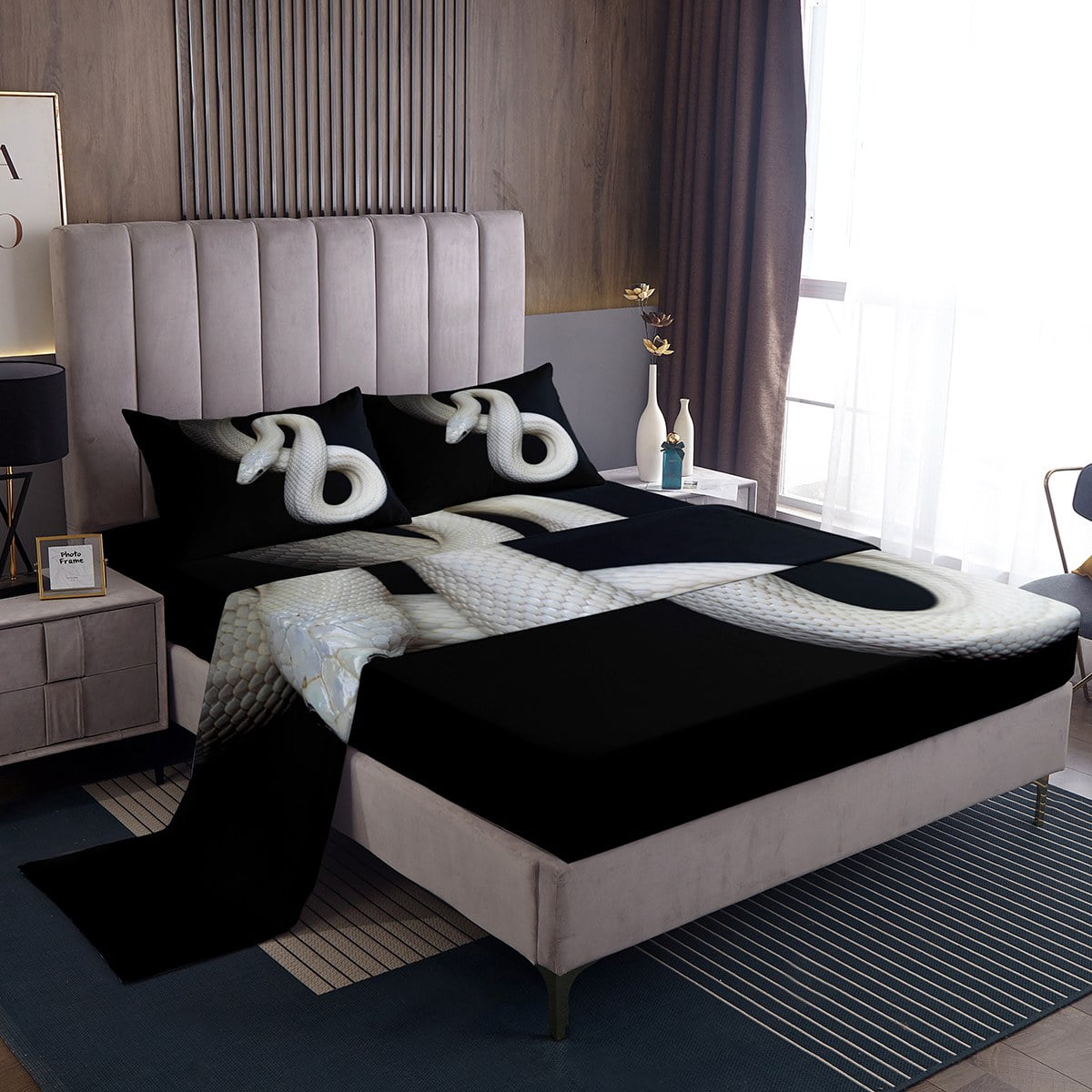 White Snake Sheet Set,3D Serpentine Little Dragon Reptile Sheets ...