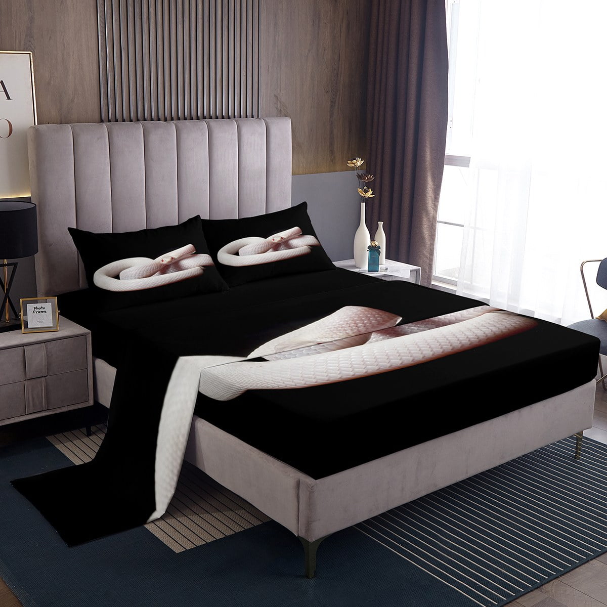 White Snake Sheet Set for Boys Girls,3D Serpentine Little Dragon ...