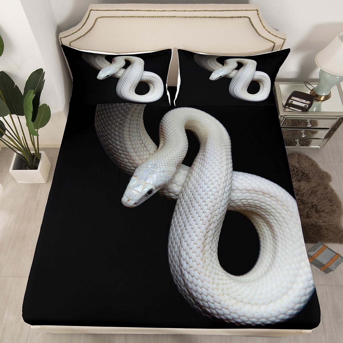 White Snake Sheets,3D Serpentine Dragon Reptile Bed Sheets,African ...