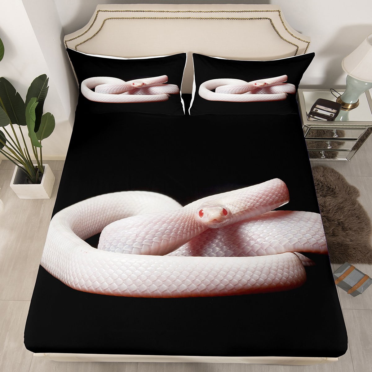 White Snake Sheets,3D Serpentine Little Dragon Reptile Bed Sheets ...
