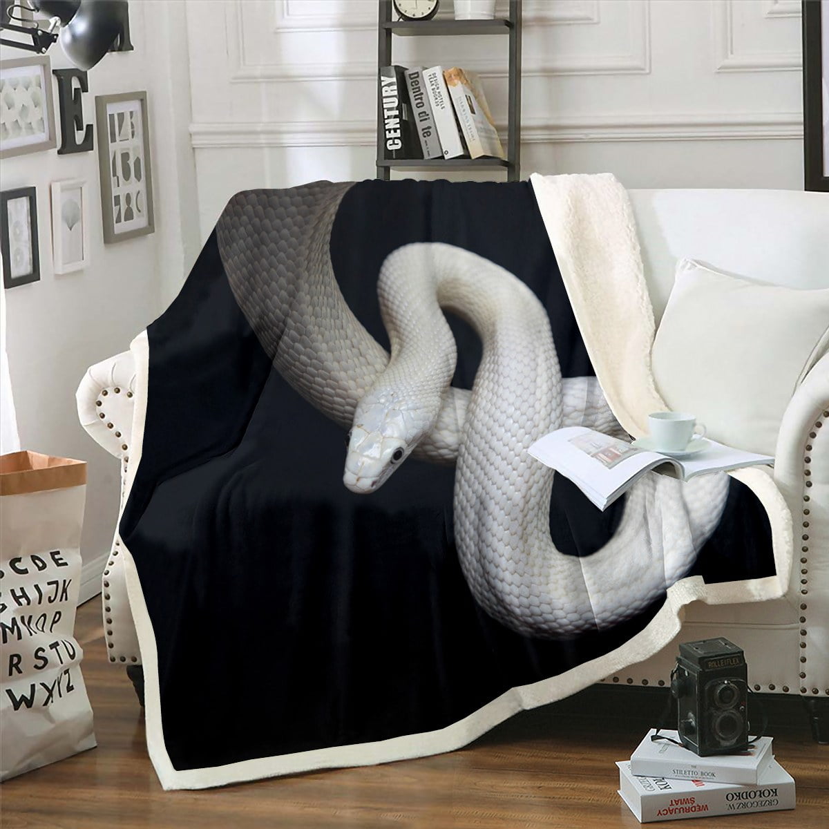 White Snake Throw Blanket,3D Serpentine Little Dragon Reptile Blanket ...