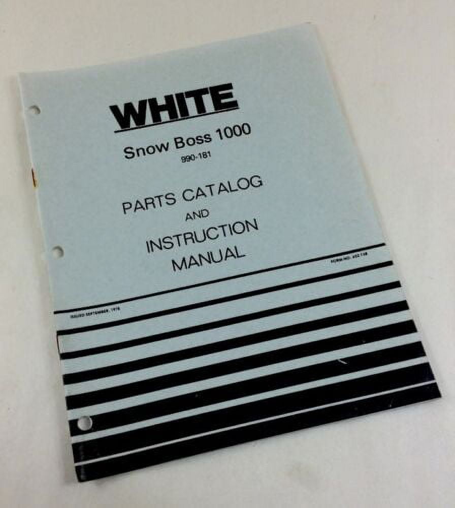 White Snow Boss Snow Thrower 1000 Parts Catalog Instruction Operators ...