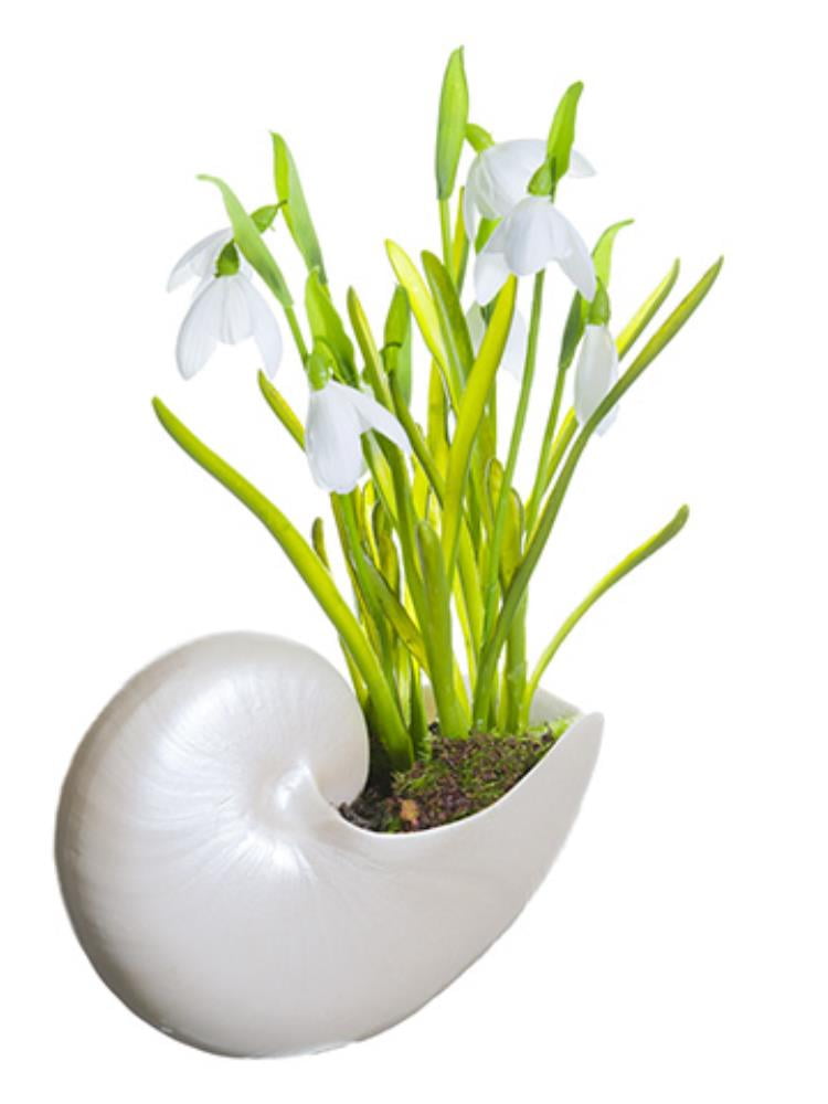 White Snow Drop 8.5in Artificial Polysilk Faux Greenery Fake Flower ...