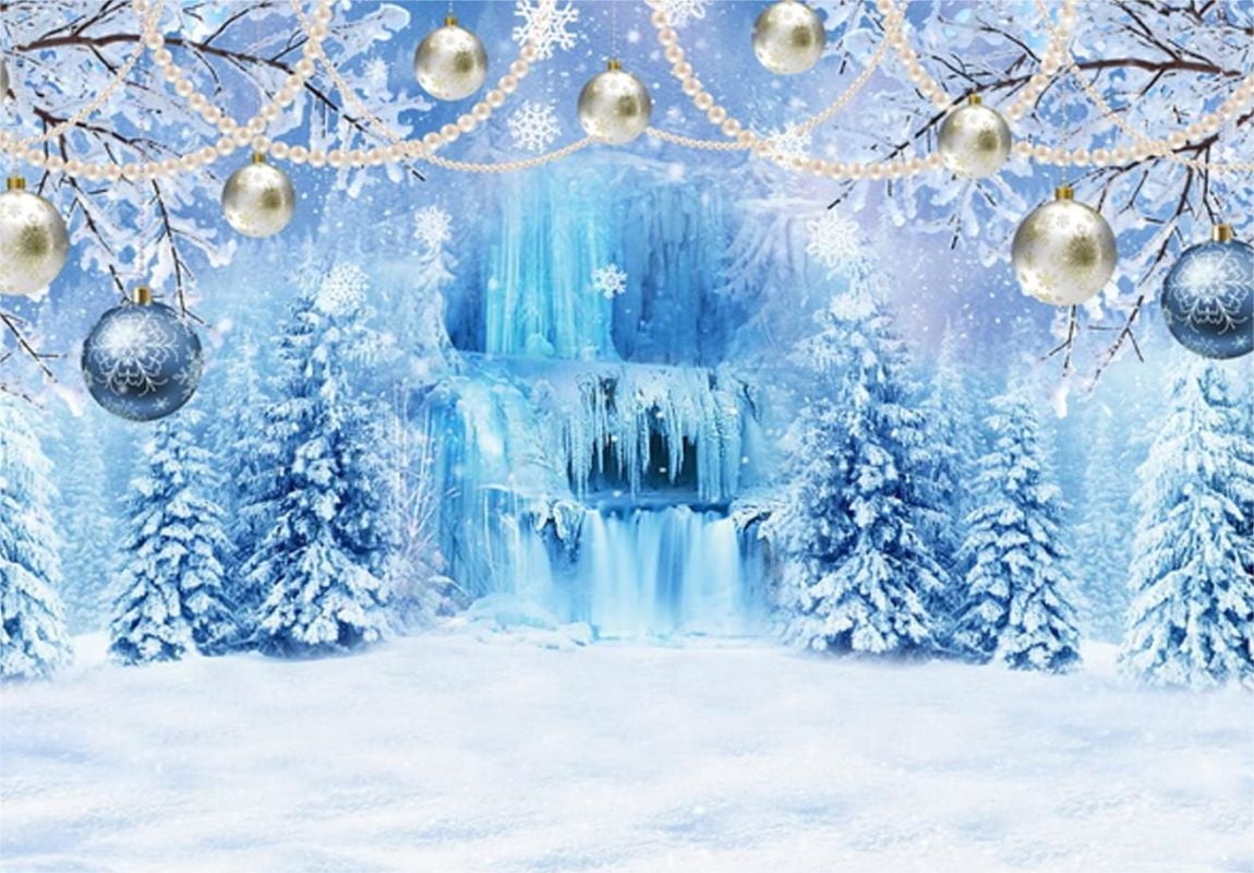 White Snow Photo Studio Background Christmas Snowflake Landscape Green ...