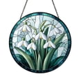 White Snowdrop Faux Stained Glass Window Hanging – Floral Spring Decor ...