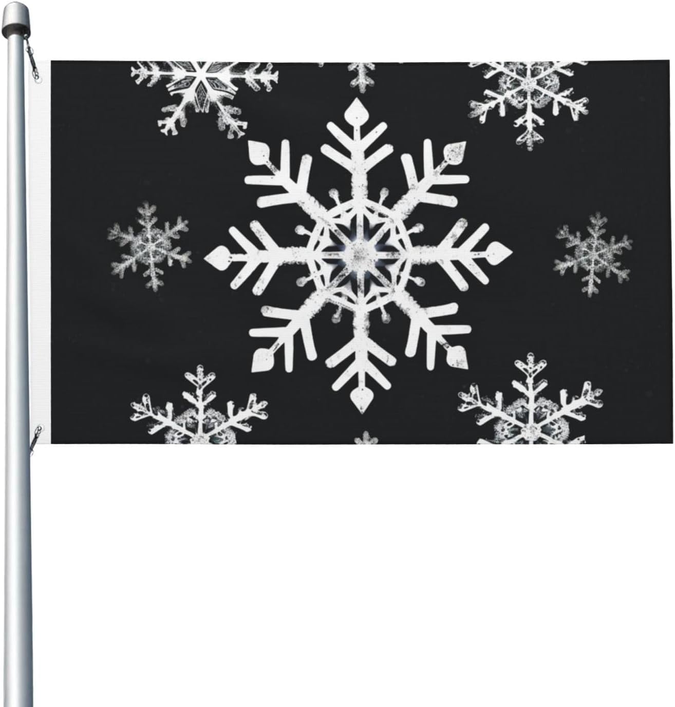 White Snowflake Flag 4.85x8 ft Flags for Outside Funny Banner Garden ...
