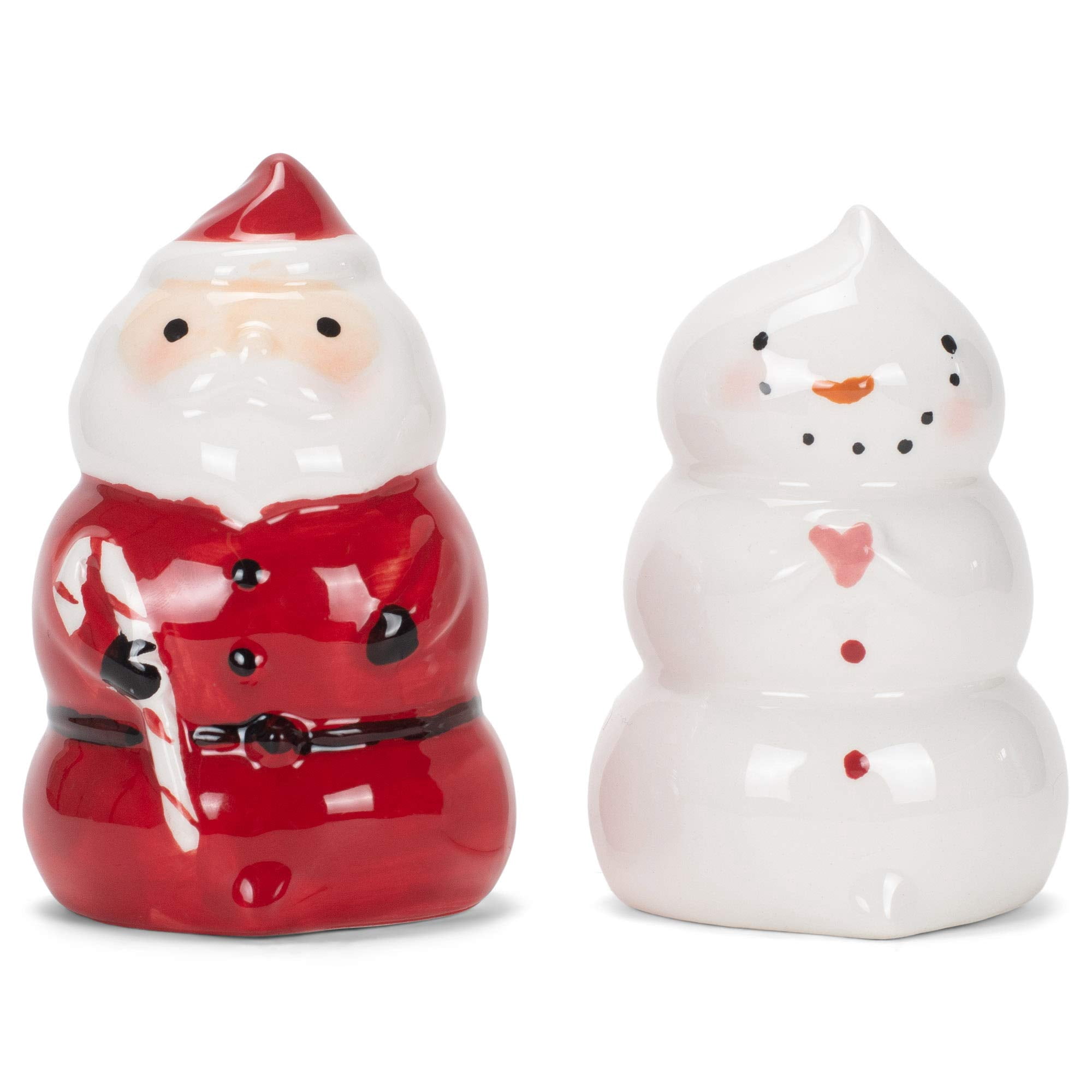 White Snowman and Red Santa Claus 2.5 inch Dolomite Ceramic Christmas ...