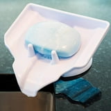 White Soap Dish Saver Holder Suction Dryer Waterfall Drain Clean Dry ...