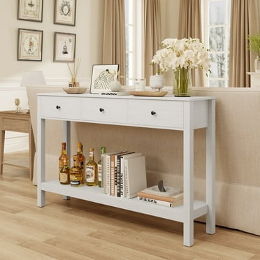 Tribesigns 40" Modern Console Table with Geometric Base, Wood Entryway ...