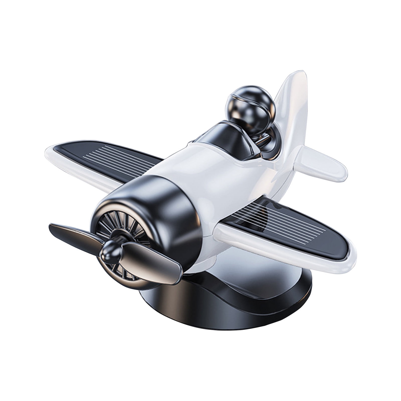 White Solar Powered Airplane Car Ornament Dashboard Decoration With ...