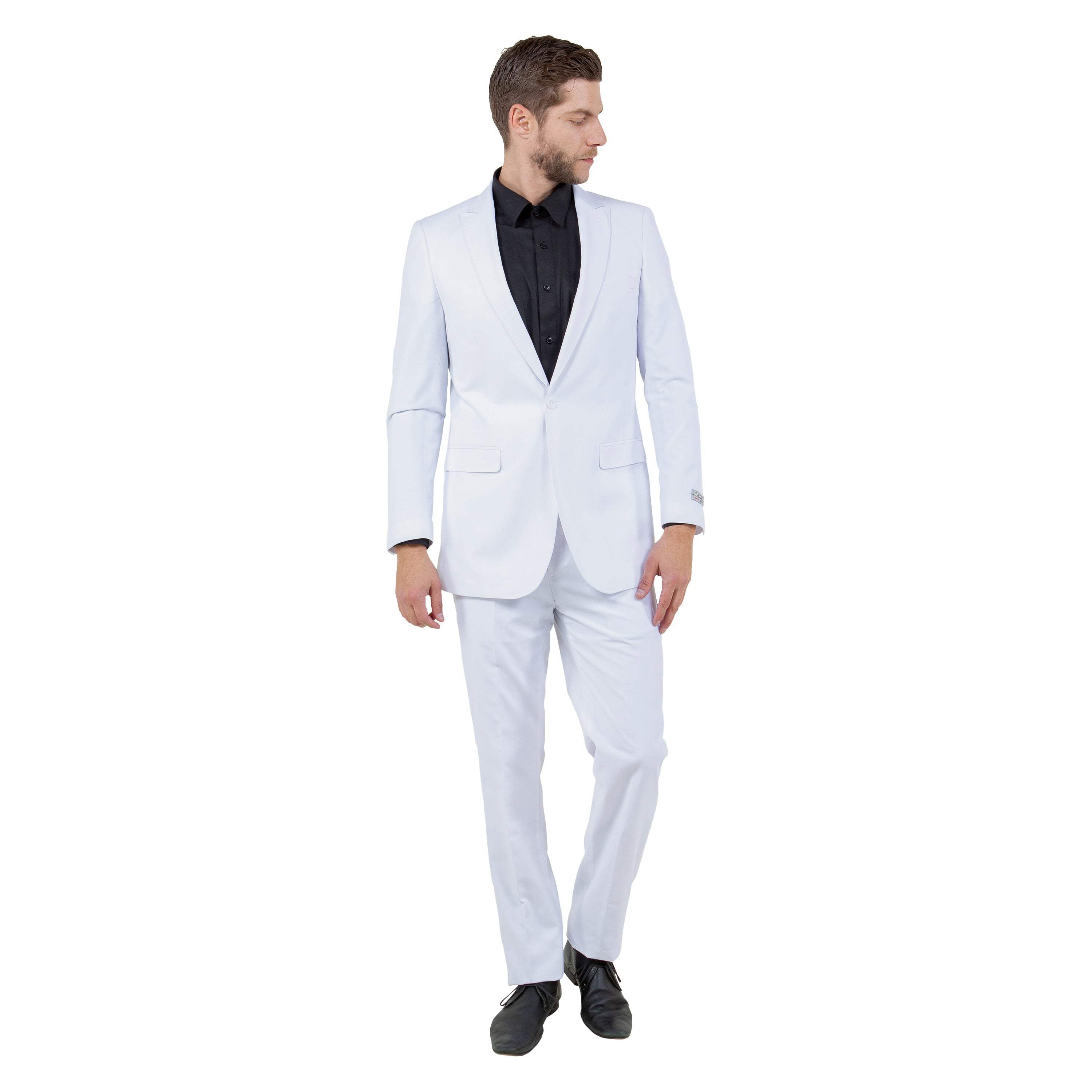 White Solid 2-PC Slim Fit Performance Stretch Suits - Walmart.com