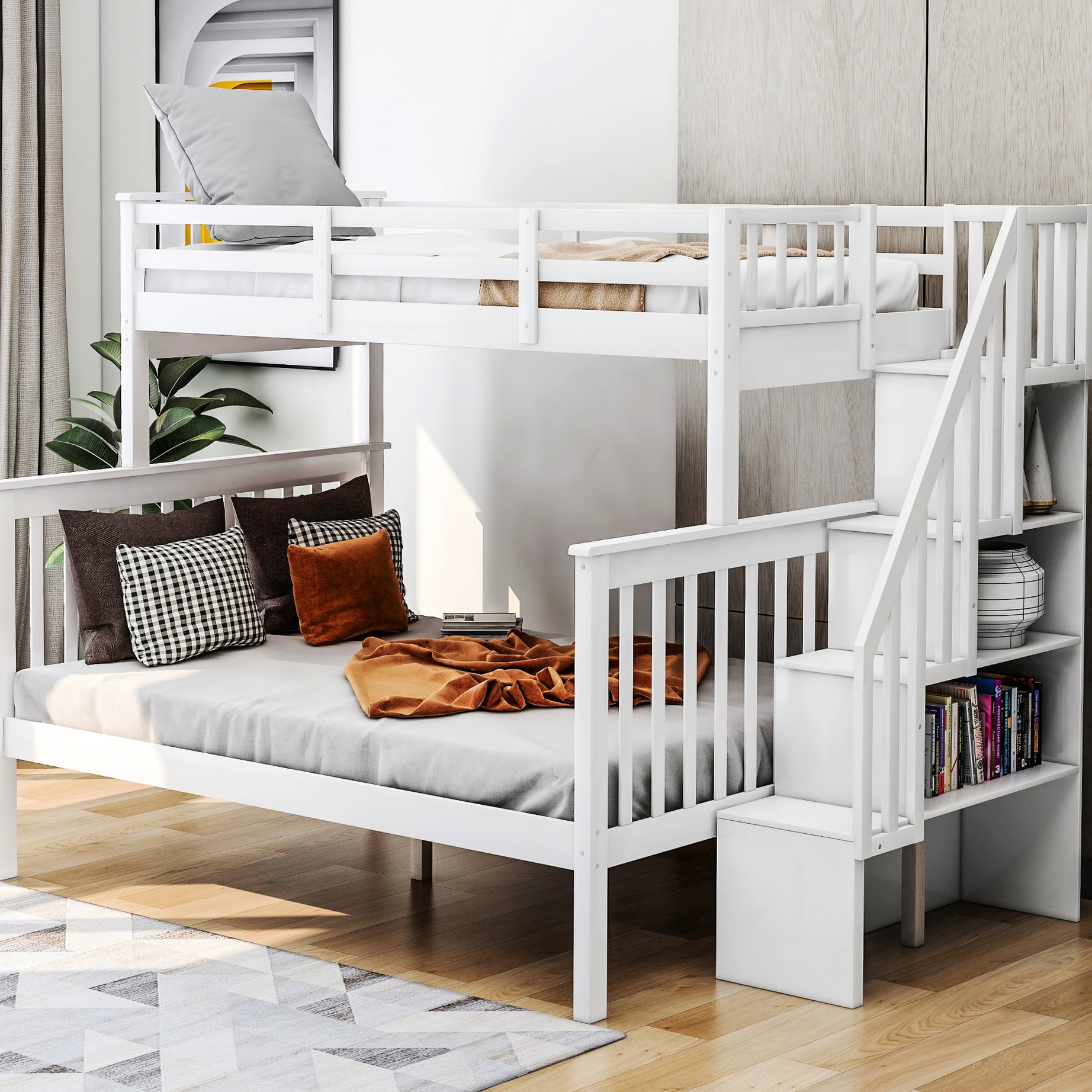 White Solid Wood Build - Four Compartment Storage - Bedroom Sleep Setup ...