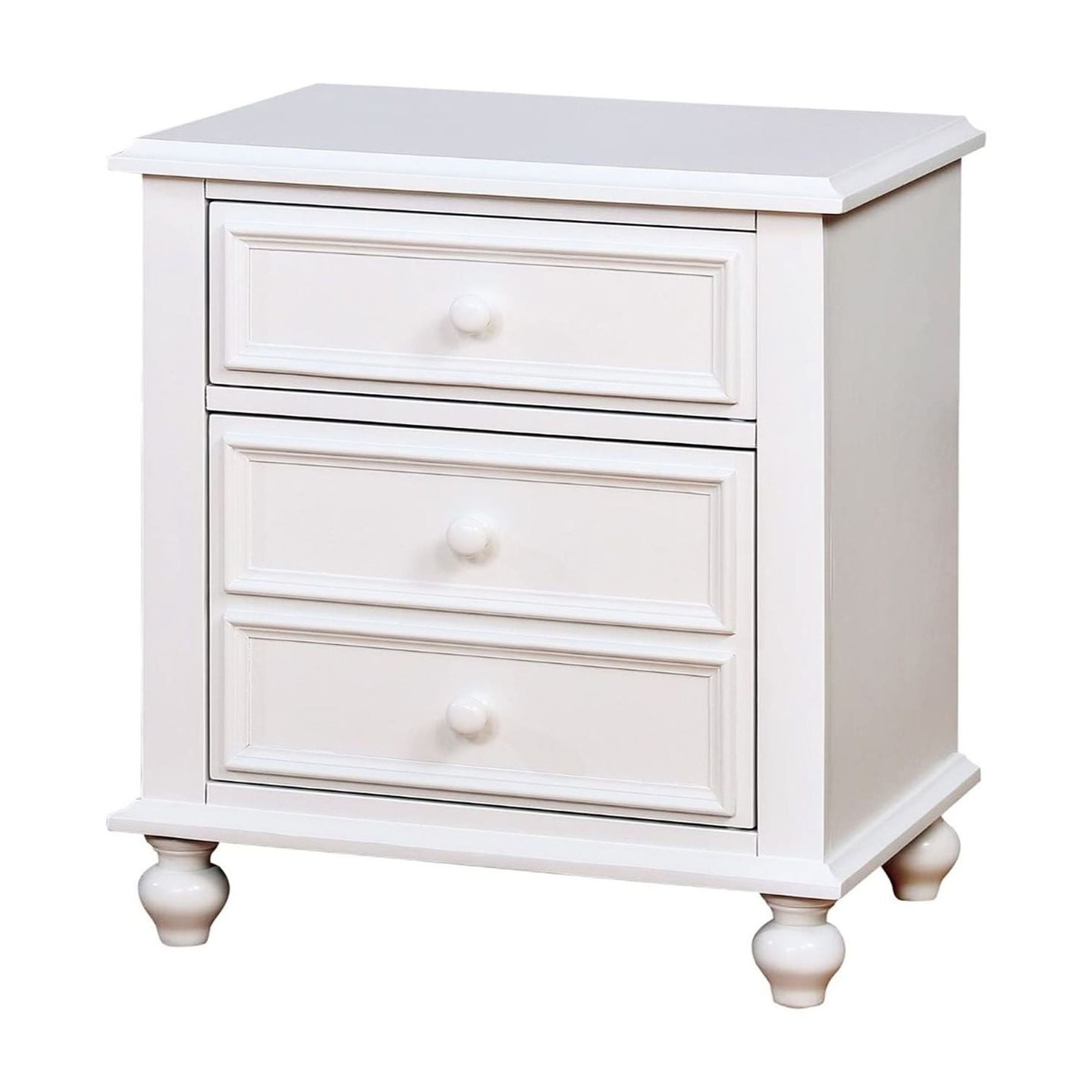 White Solid Wood & MDF Nightstand, 2 Drawers | Bedroom Use for Personal ...