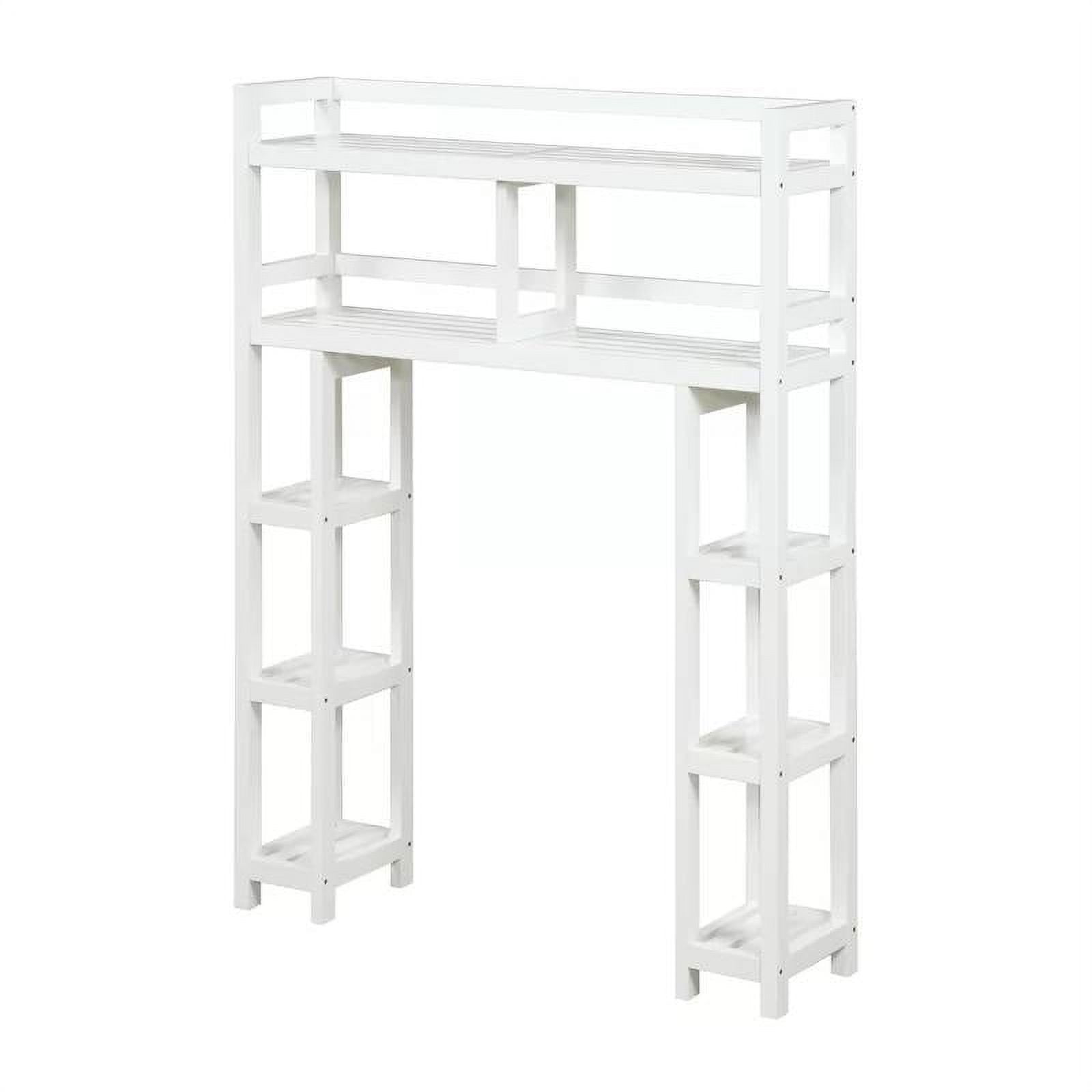 White Solid Wood Over-the-Toilet Bathroom Storage Shelving Unit ...