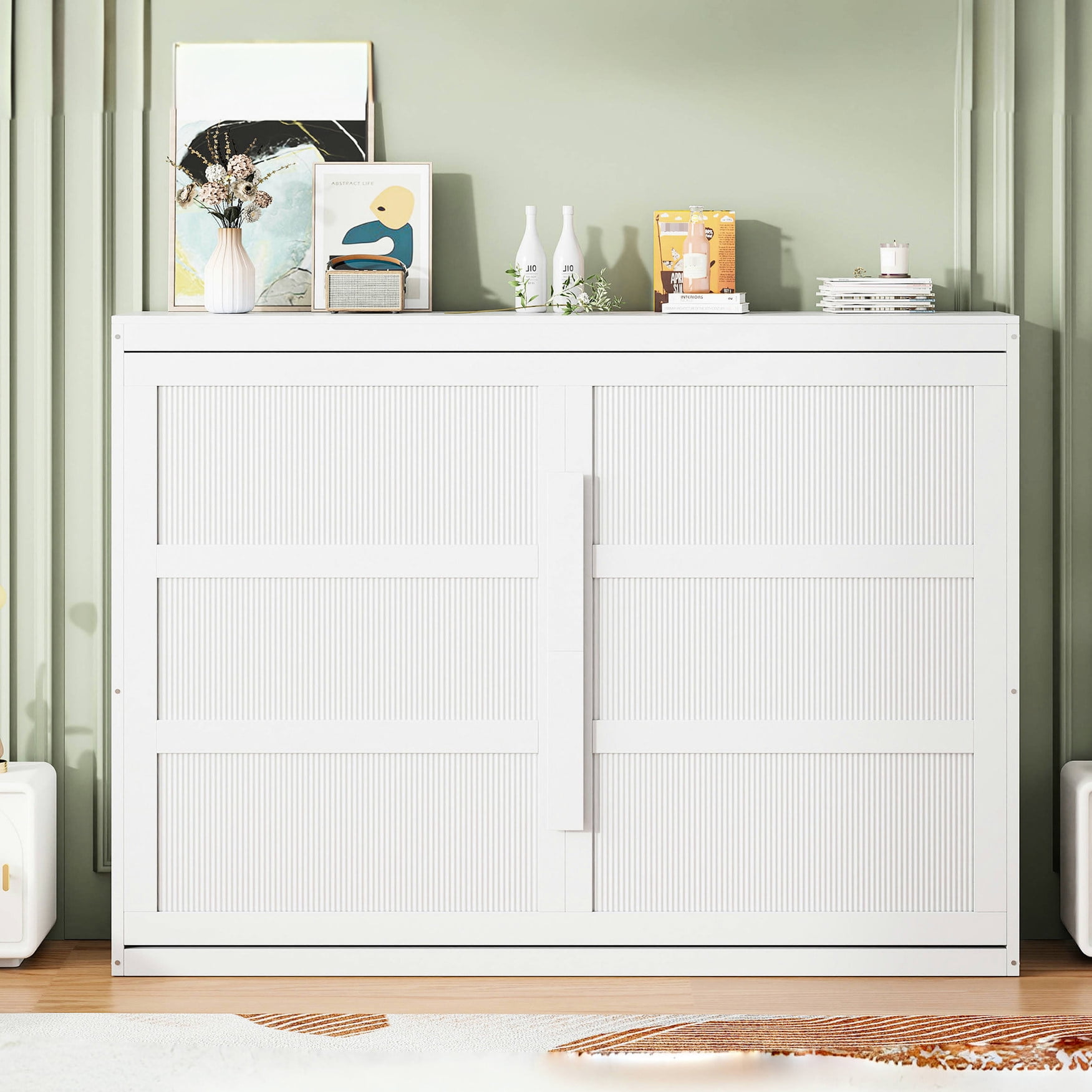 White Space Saving Bed With Led - Fits Small Apartments Modern Queen ...