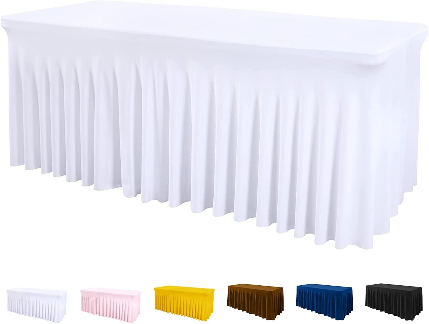 White Spandex Table Cover 6FT 1Pack, Stretch Table Cloths with Table ...