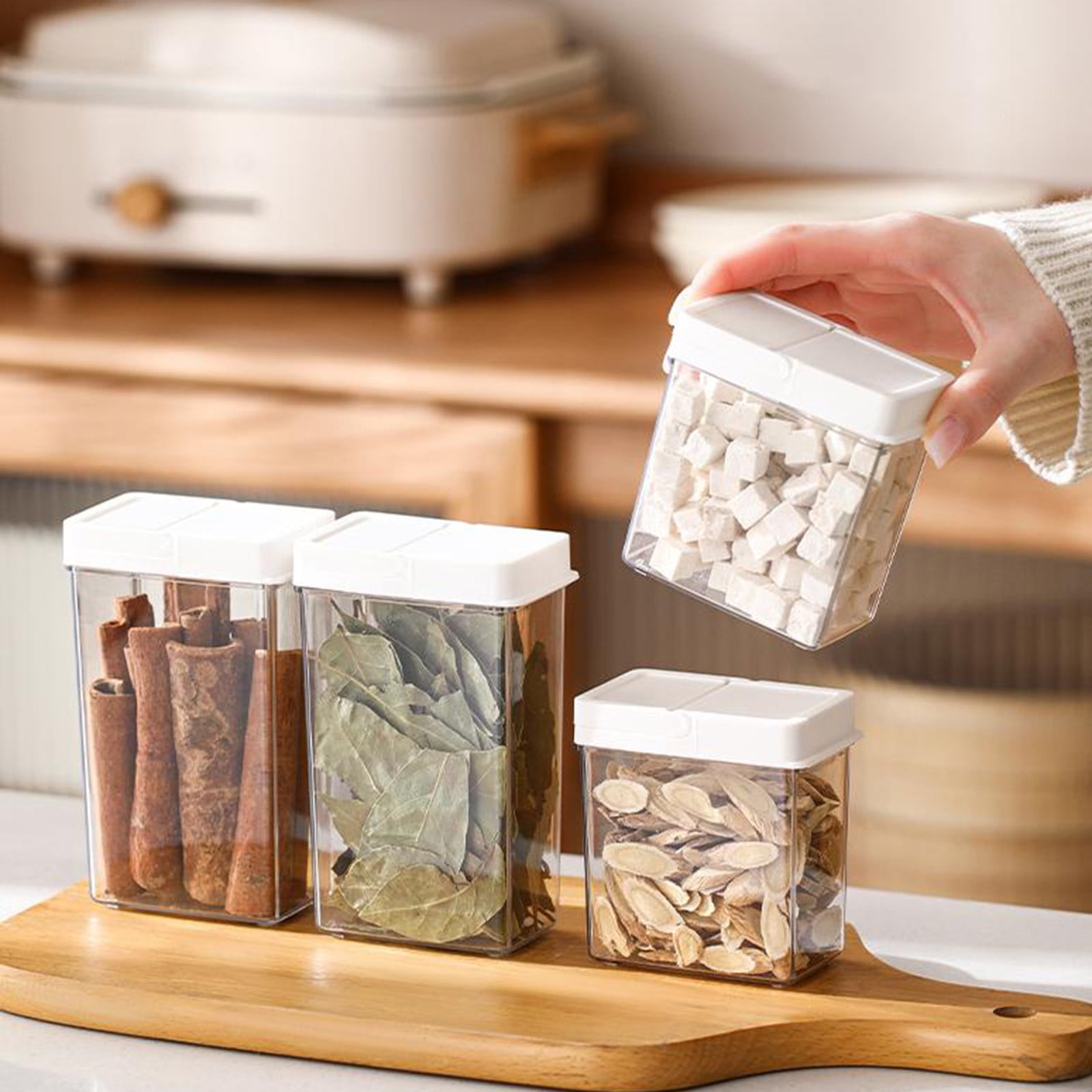 White Spice Organizer Box with 6 Compartments, 13.5x8.5x5cm Kitchen ...