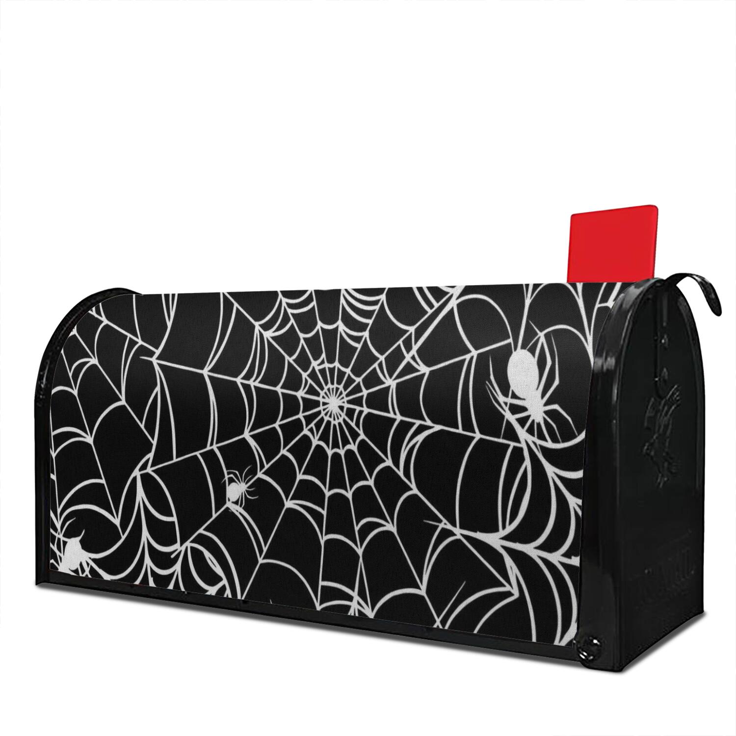 White Spider Webs and Spiders Magnetic Mailbox Covers,Weatherproof ...