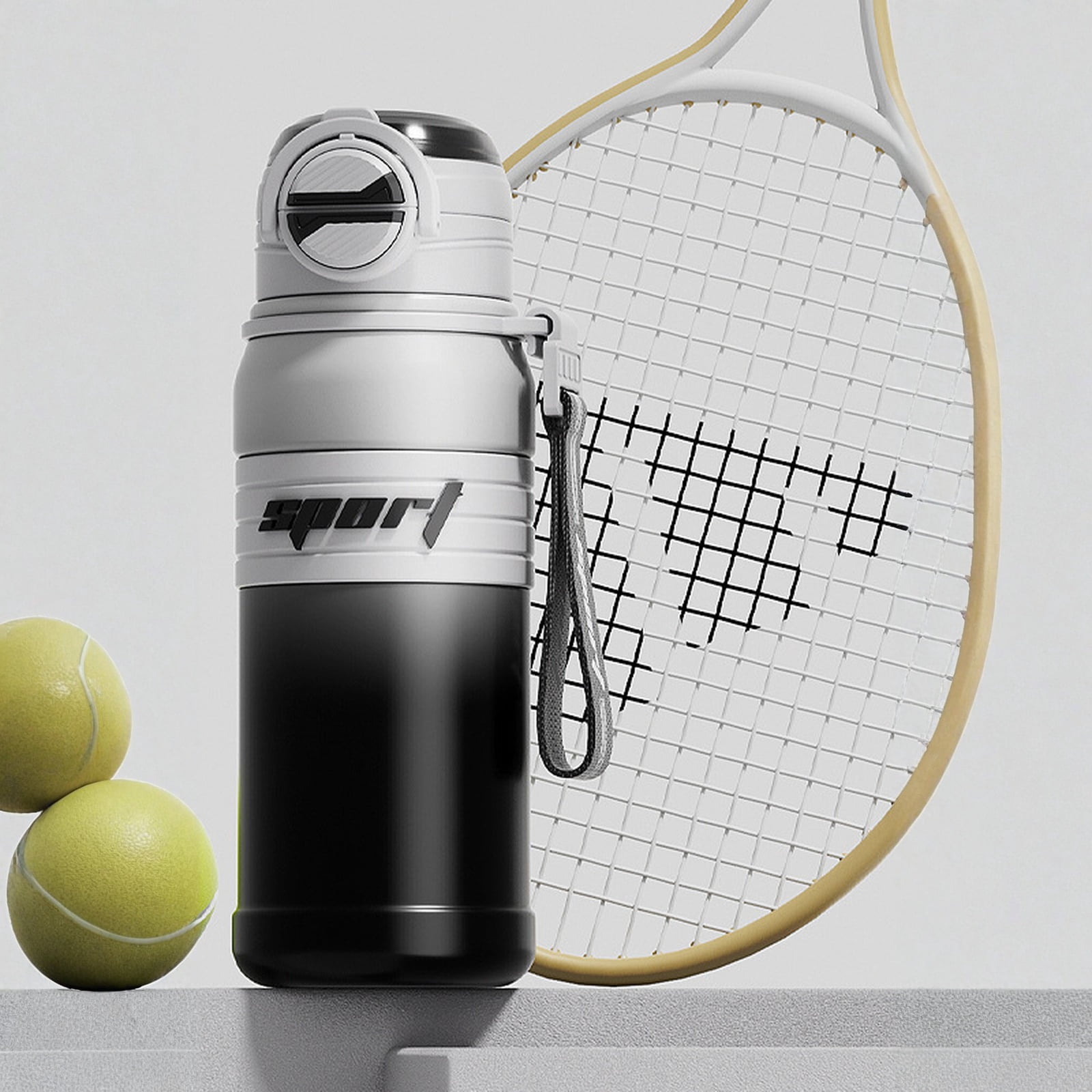 White Sports Straw Insulated Water Bottle - Dual Water Dispensing ...
