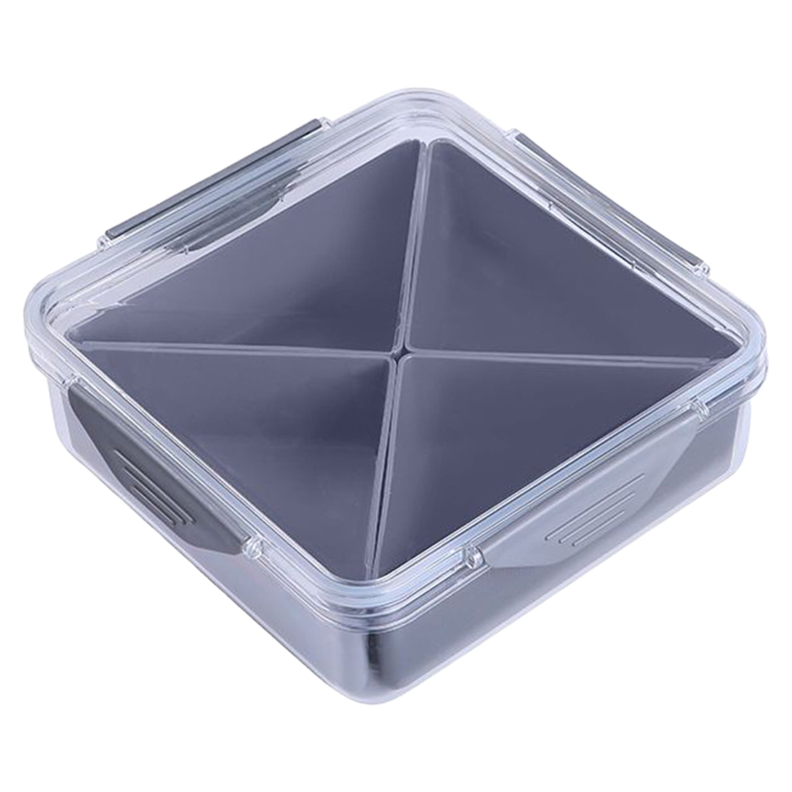 White Square 4-Compartment Veggie Tray with Lid, Clear Divided Snack ...