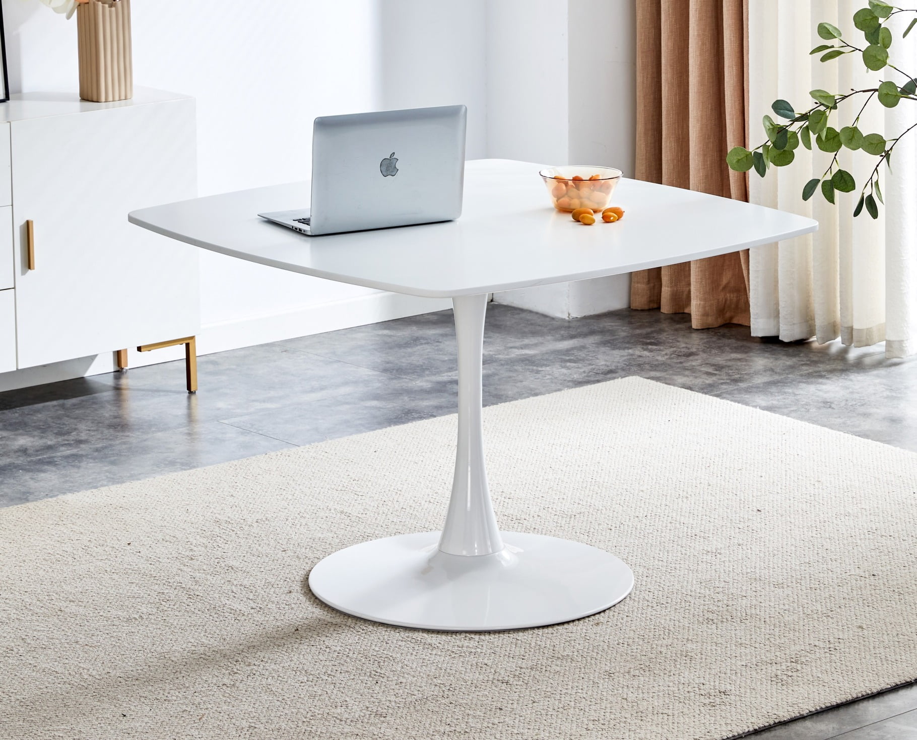 White Square Dining Table for 4-6 People, 42.1" Tulip Table Kitchen ...